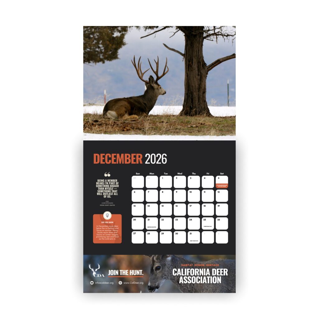 CDA Calendar – Deer Calendars | Deer Hunting in California - California ...